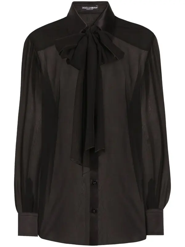 Dolce & Gabbana Pussy-bow Silk Chiffon Shirt - Black