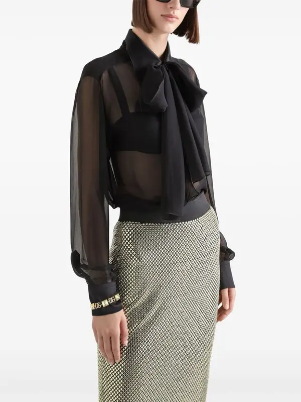 Dolce & Gabbana Pussy-bow Silk Chiffon Shirt - Black