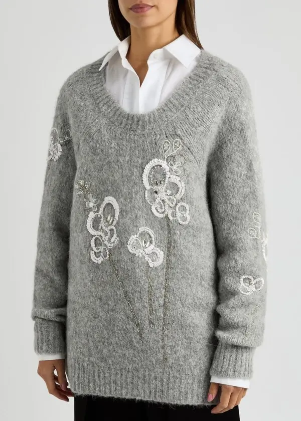 Bernadette Orchidea Embellished Alpaca-blend Jumper