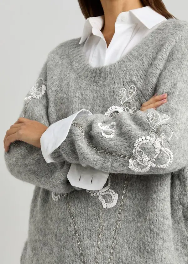 Bernadette Orchidea Embellished Alpaca-blend Jumper