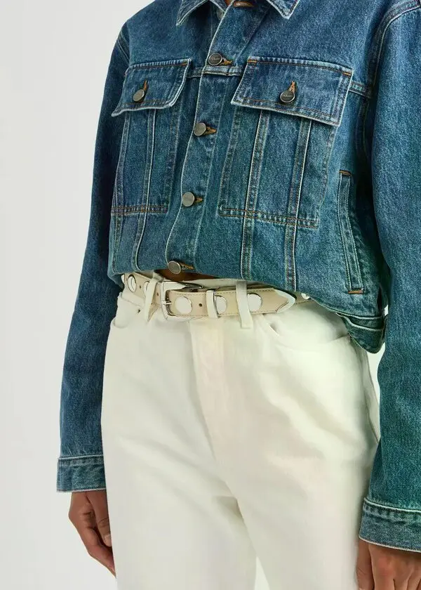 Khaite Benny Studded Leather Belt - Ivory