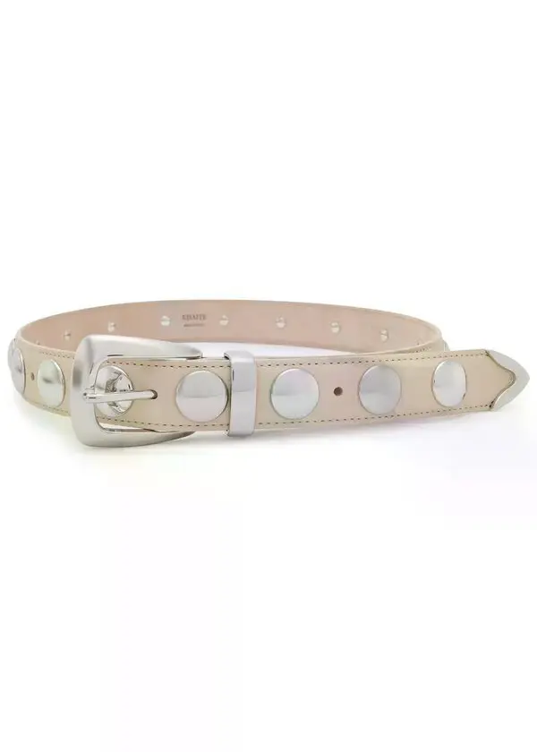 Khaite Benny Studded Leather Belt - Ivory