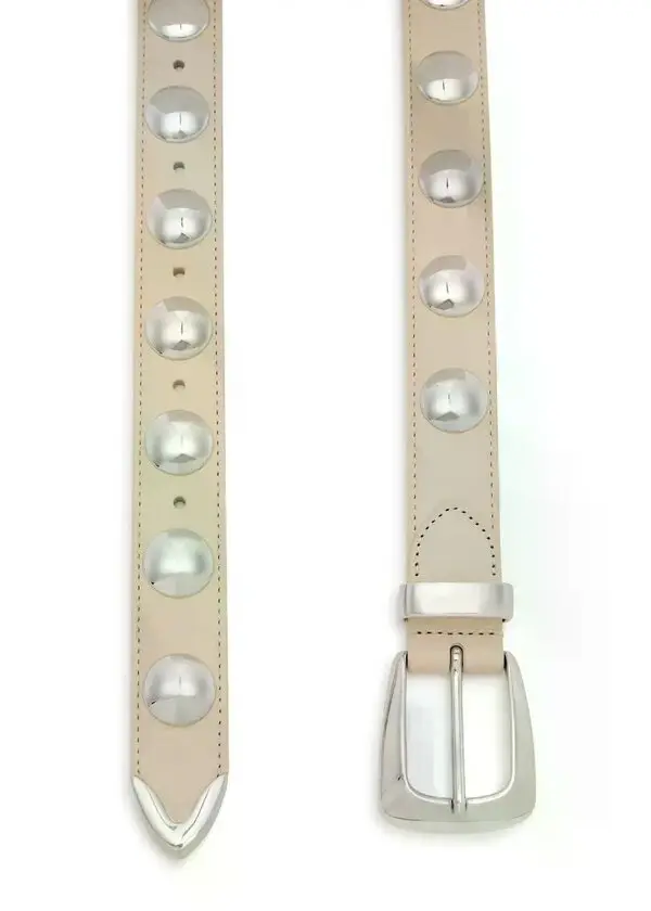 Khaite Benny Studded Leather Belt - Ivory
