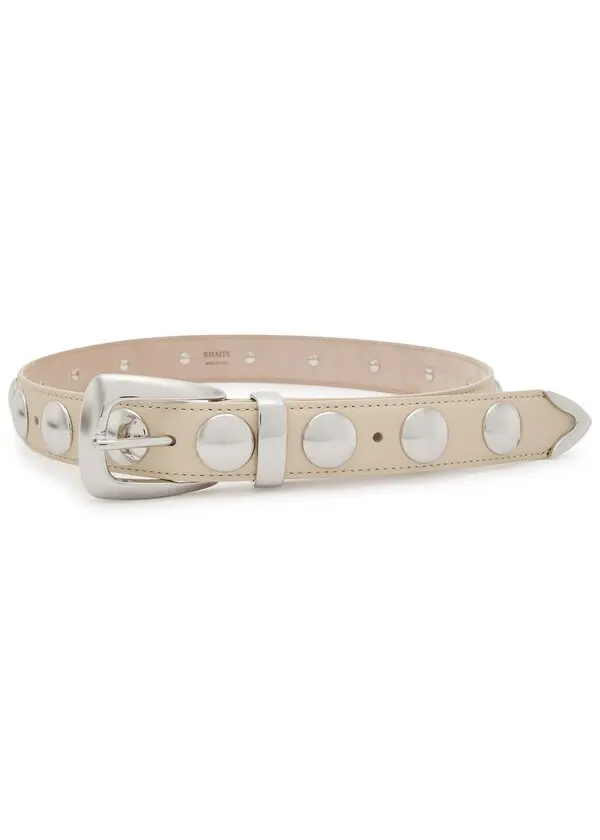 Khaite Benny Studded Leather Belt - Ivory