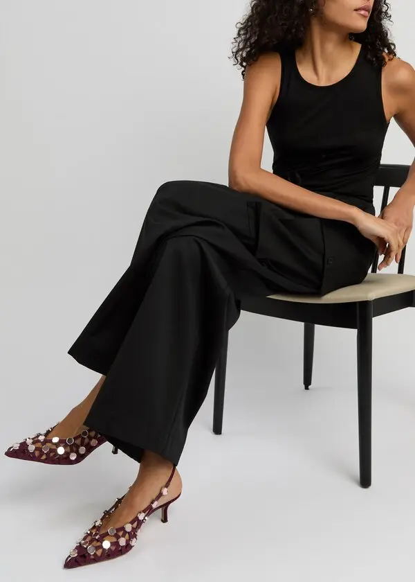Attico Grid 50 Embellished Slingback Pumps