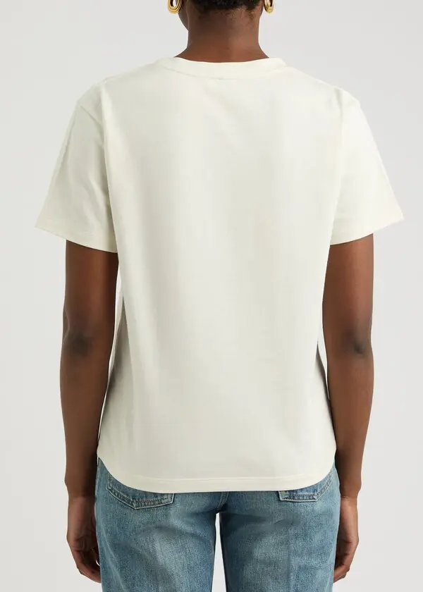 Saint Laurent Logo Cotton-blend T-shirt - Natural