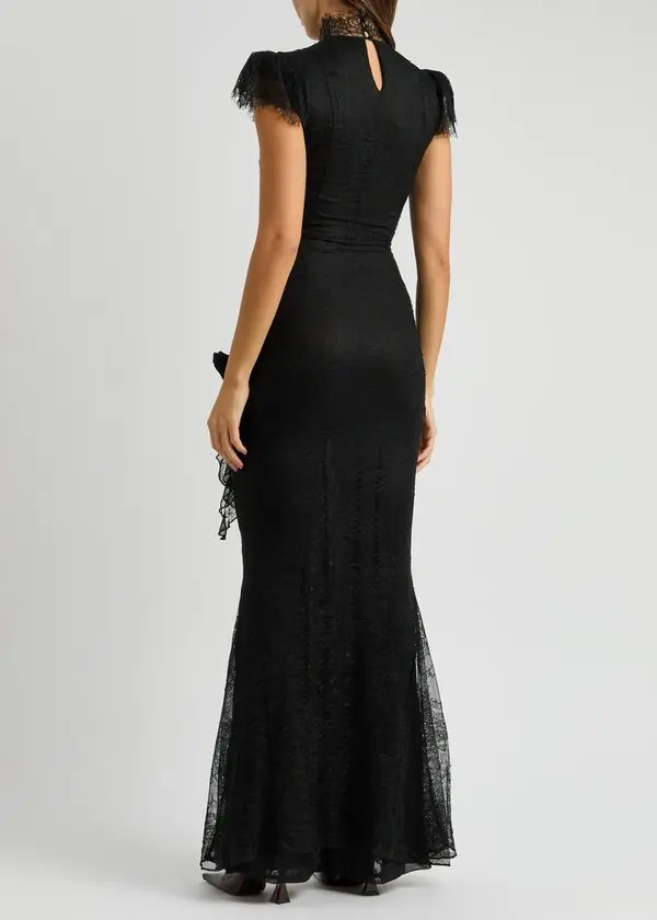 De La Vali Silentium Lace Maxi Dress - Black | Editorialist