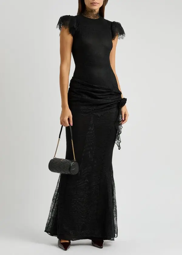 De La Vali Silentium Lace Maxi Dress - Black | Editorialist