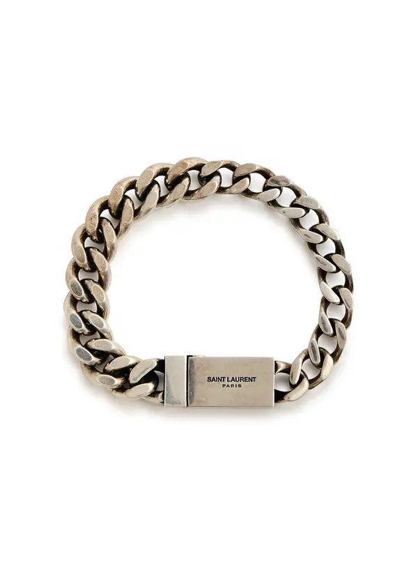 Saint Laurent Curb Chain Bracelet - Silver | Editorialist