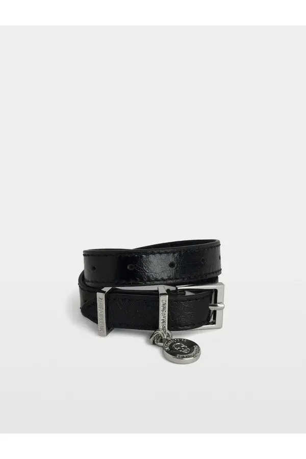 Zadig&Voltaire Leather Bracelet With Medallion Charm - Black