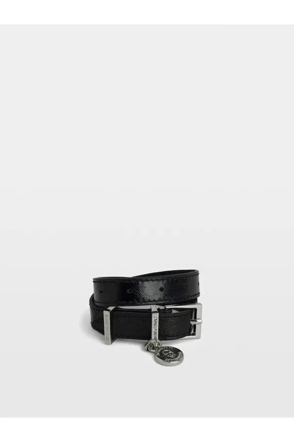 Zadig&Voltaire Leather Bracelet With Medallion Charm - Black