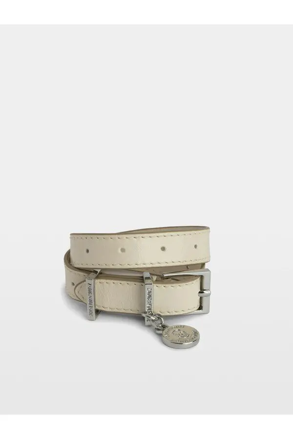 Zadig&Voltaire Leather Bracelet With Medallion Charm - Natural