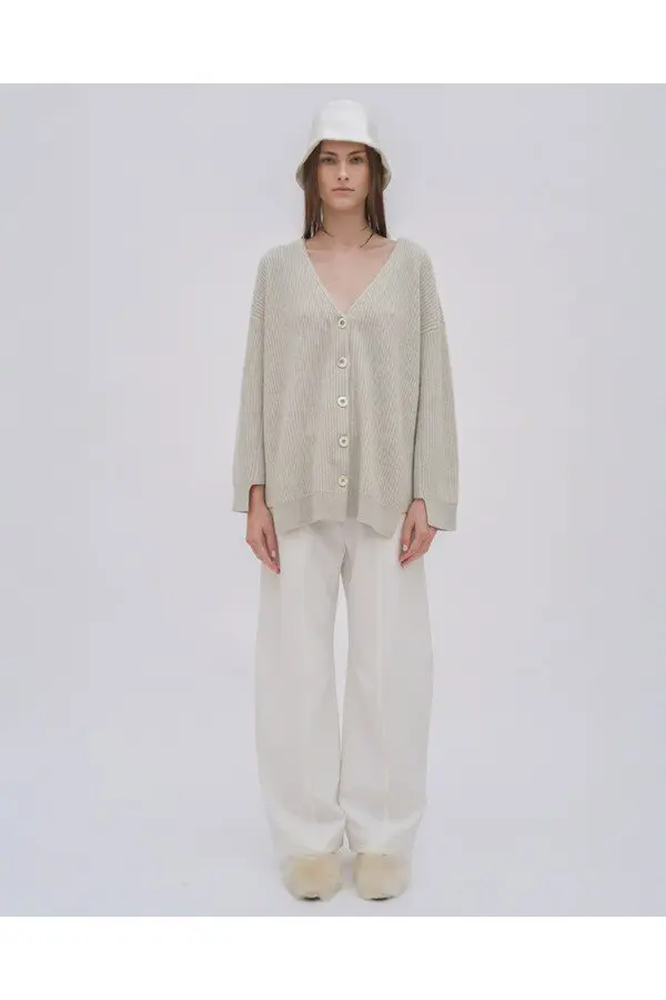 Rosetta Getty Ribbed Paneled Cardigan