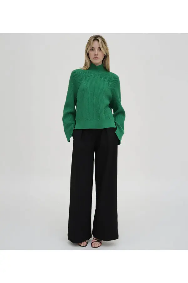 Rosetta Getty Ribbed Paneled Turtleneck - Green