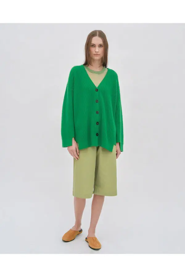 Rosetta Getty Ribbed Paneled Cardigan