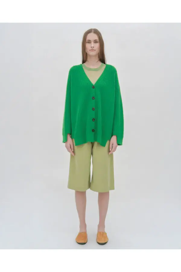 Rosetta Getty Ribbed Paneled Cardigan