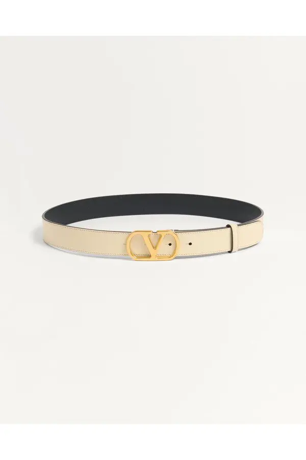 Valentino Garavani Vlogo Signature Calfskin Belt - Natural