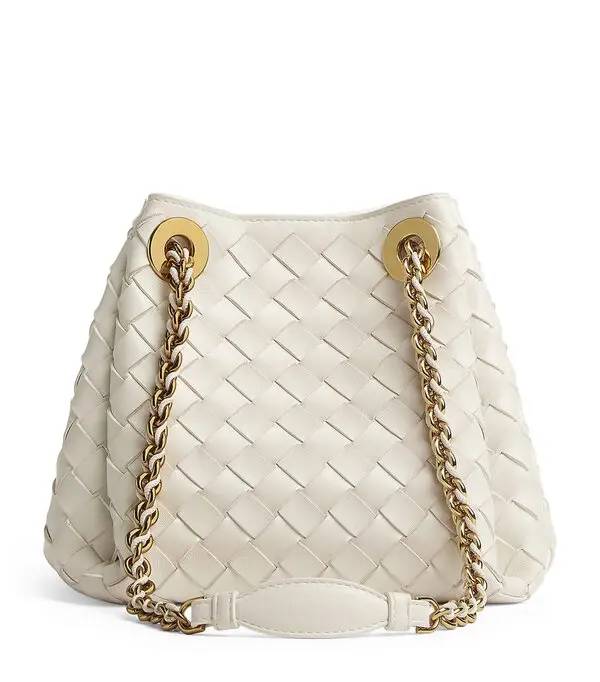 Bottega Veneta Intrecciato Parachute Shoulder Bag - White