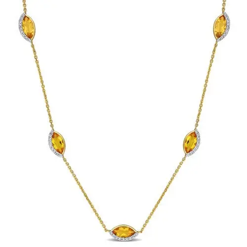 JULIANNA B. Birthstone And Diamond 14k Gold Necklace - Citrine
