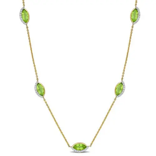 JULIANNA B. Birthstone And Diamond 14k Gold Necklace - Peridot