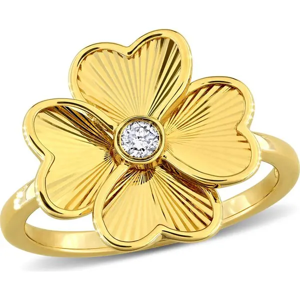 JULIANNA B. 10k Diamond Flower Ring - Yellow Gold
