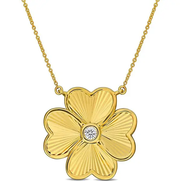 JULIANNA B. Diamond Flower 10k Necklace - Yellow Gold
