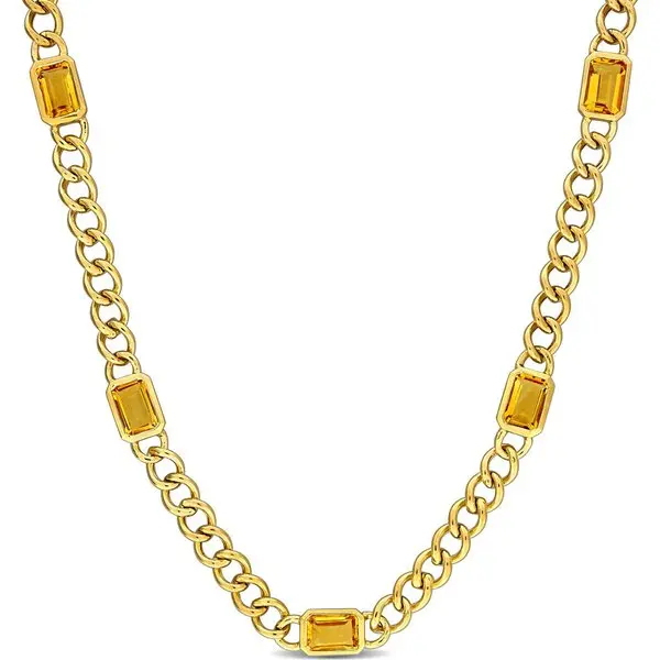 JULIANNA B. Birthstone Curb Link Station Necklace 14k - Citrine