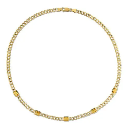 JULIANNA B. Birthstone Curb Link Station Necklace 14k - Citrine