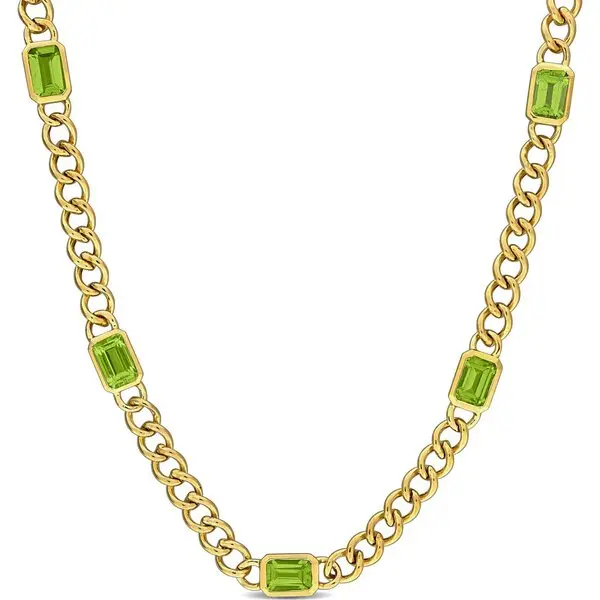 JULIANNA B. Birthstone Curb Link Station Necklace 14k - Peridot
