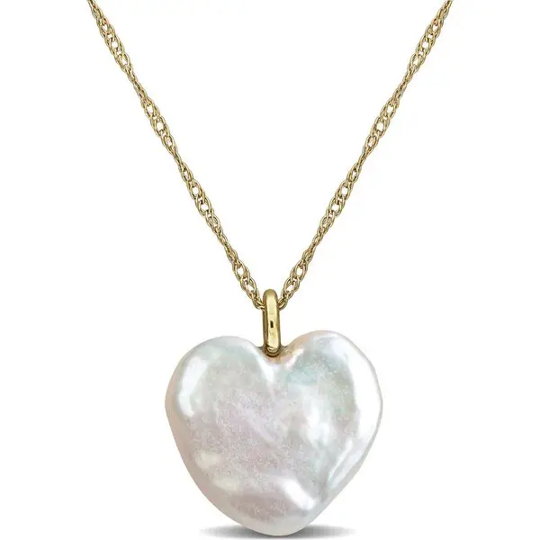 JULIANNA B. 14k Cultured Pearl Heart Pendant Necklace - Yellow Gold