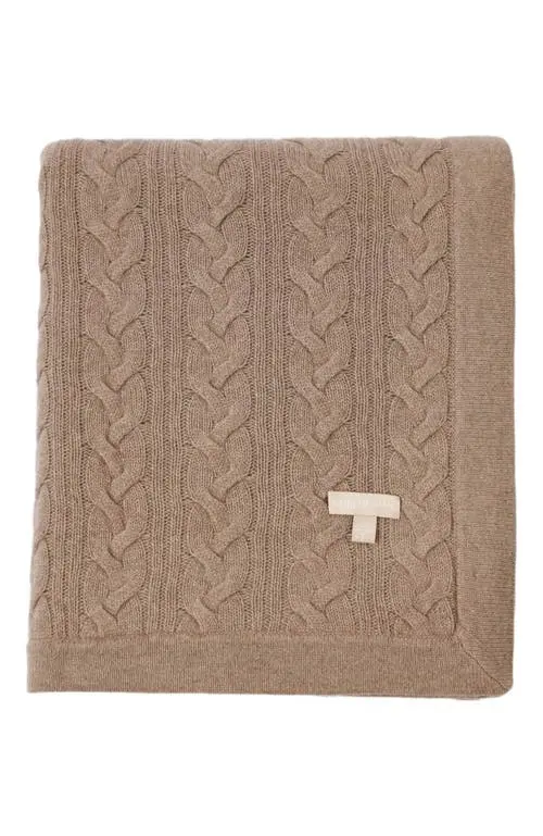 GOBI MONGOLIAN CASHMERE Cable Knit Blanket - Taupe