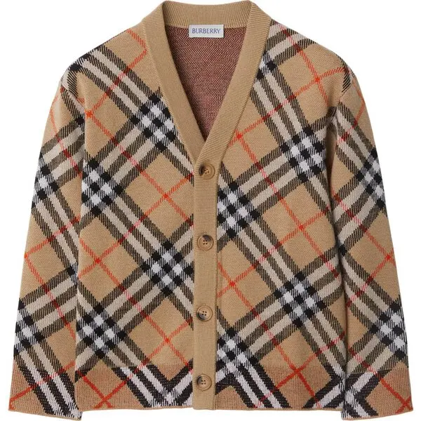 Burberry Check Wool Cardigan - Sand