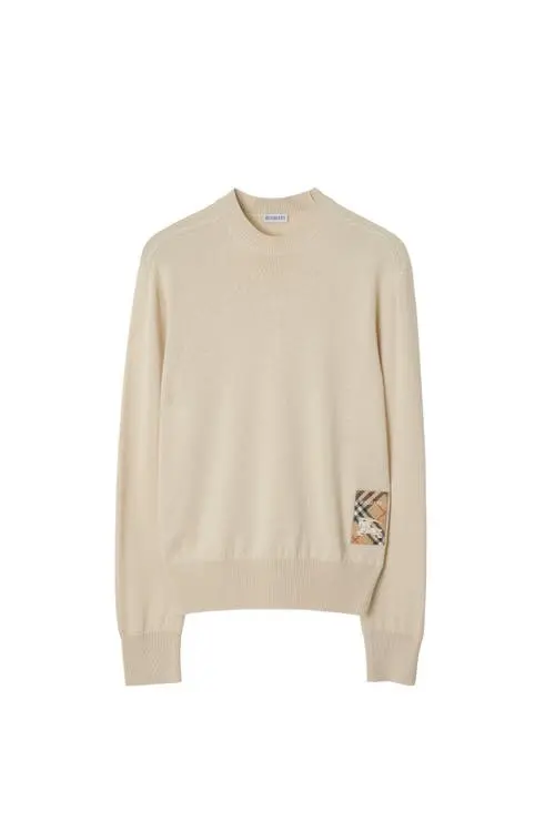 Burberry Check Label Wool Sweater - Nutmeg