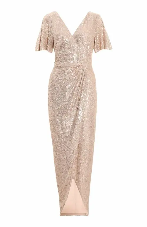 slim fit dress slacks BABEYOND Batwing Sleeve Sequin Dress, Evening Gowns, Frosted Olive, 14