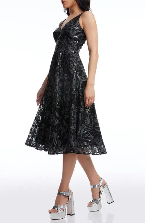 Dress The Population Elisa Sequin Fit & Flare Dress - Black Multi |  Editorialist