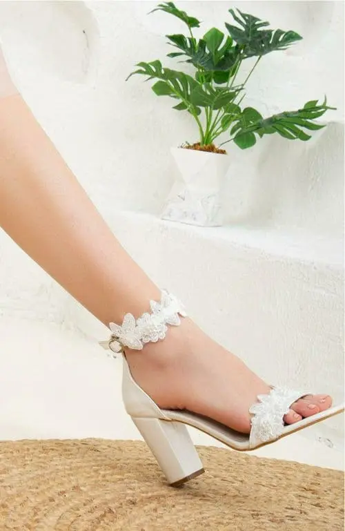 FOREVER & ALWAYS SHOES Lace Bridal Heeled Sandals
