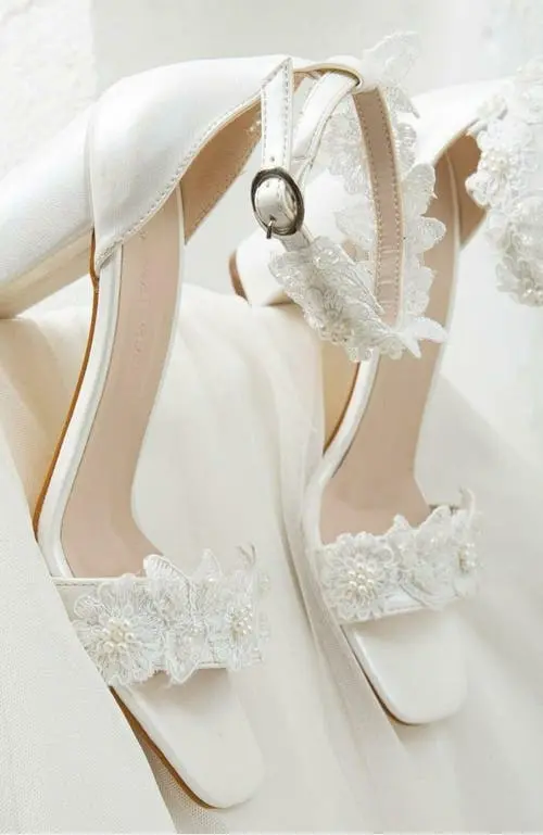 FOREVER & ALWAYS SHOES Lace Bridal Heeled Sandals