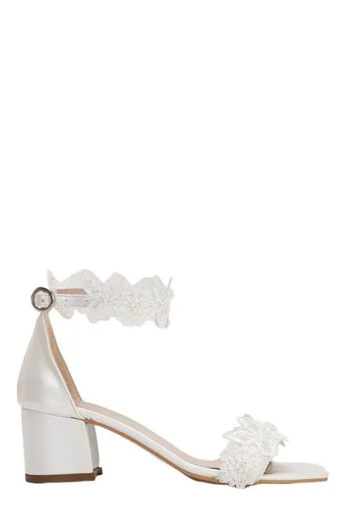 FOREVER & ALWAYS SHOES Dana Lace Bridal Low Heel Sandals - Ivory
