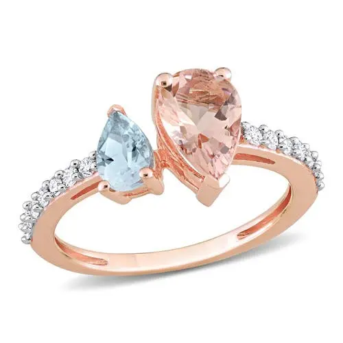 JULIANNA B. 14k Morganite Aquamarine And Diamond Ring - Rose Gold
