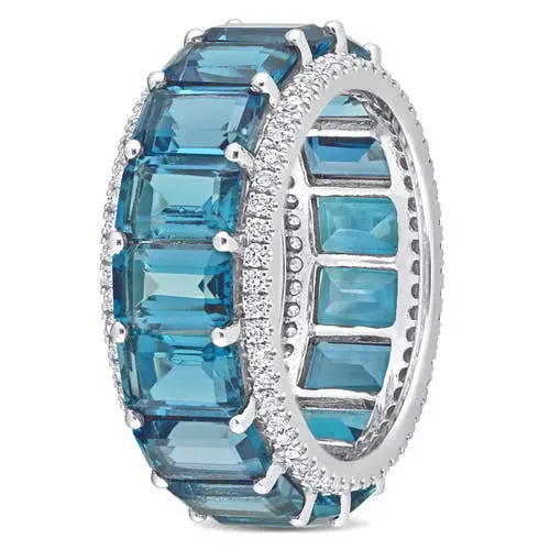 JULIANNA B. Gemstone And Diamond Eternity Ring - Topaz/white Gold