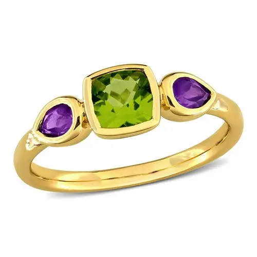JULIANNA B. 10k Yellow Gold & Amethyst 3-stone Ring - Peridot