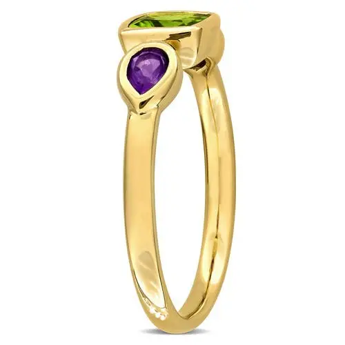 JULIANNA B. 10k Yellow Gold & Amethyst 3-stone Ring