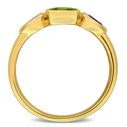 JULIANNA B. 10k Yellow Gold & Amethyst 3-stone Ring