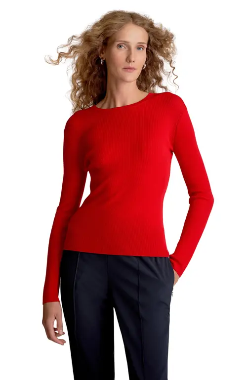 M.M.LAFLEUR Bryce Merino Turtleneck Shell - Candy Apple