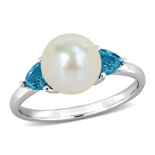 JULIANNA B. Cultured Pearl And London Ring - Blue Topaz