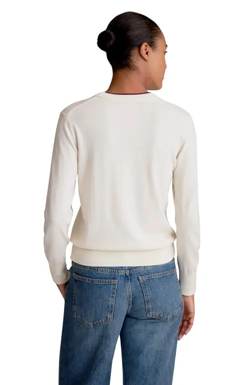 M.M.LAFLEUR Kit Light Merino Contrast Sweater - Garnet/ivory