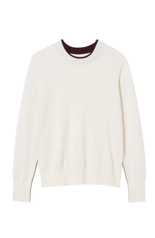 M.M.LAFLEUR Kit Light Merino Contrast Sweater - Garnet/ivory