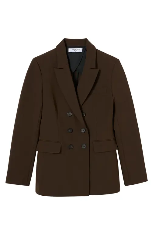 M.M.LAFLEUR Luxe Flex Suiting Double-breasted Blazer - Chocolate Torte Melange