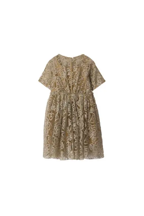 Burberry Metallic Tulle Frill Dress In Sand - 30% Off | Editorialist