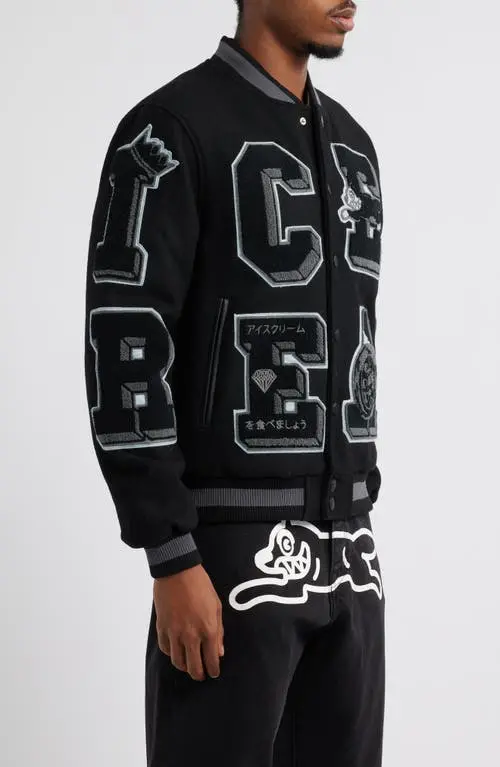 ICECREAM Creme Wool-blend Varsity Jacket